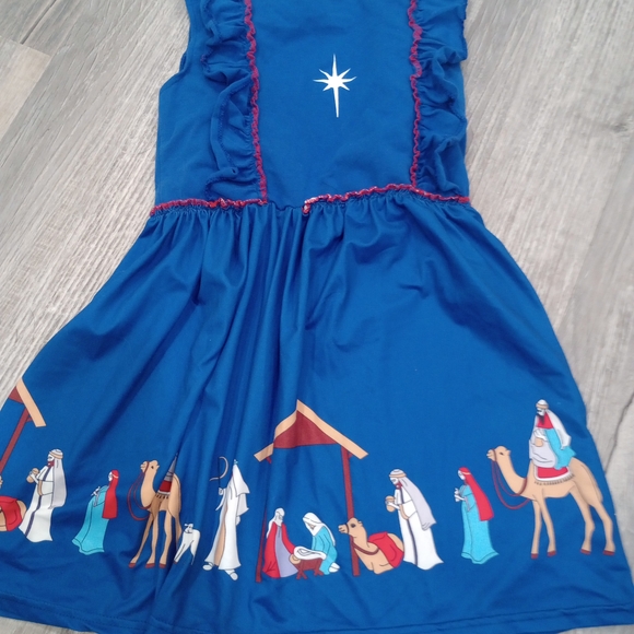 Dresses | Blue Kids Dress With Nativity Scene | Poshmark